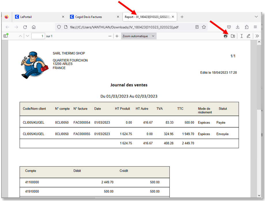 Comptabilisation =>Edition du journal des ventes – Cegid Devis Factures ...