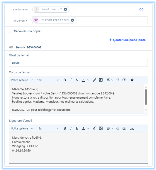 Personnaliser le mail d’envoi de documents – Cegid Devis Factures / Gestion Commerciale